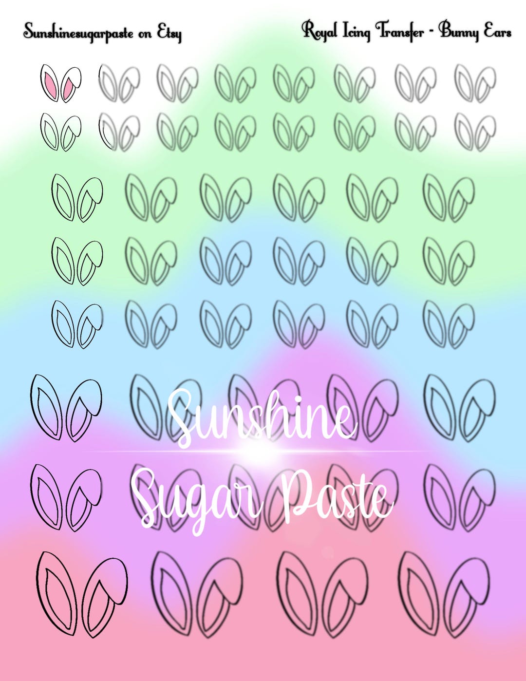 Bunny Ears - Easter Royal Icing Transfer Sheet - 1 PDF - Etsy