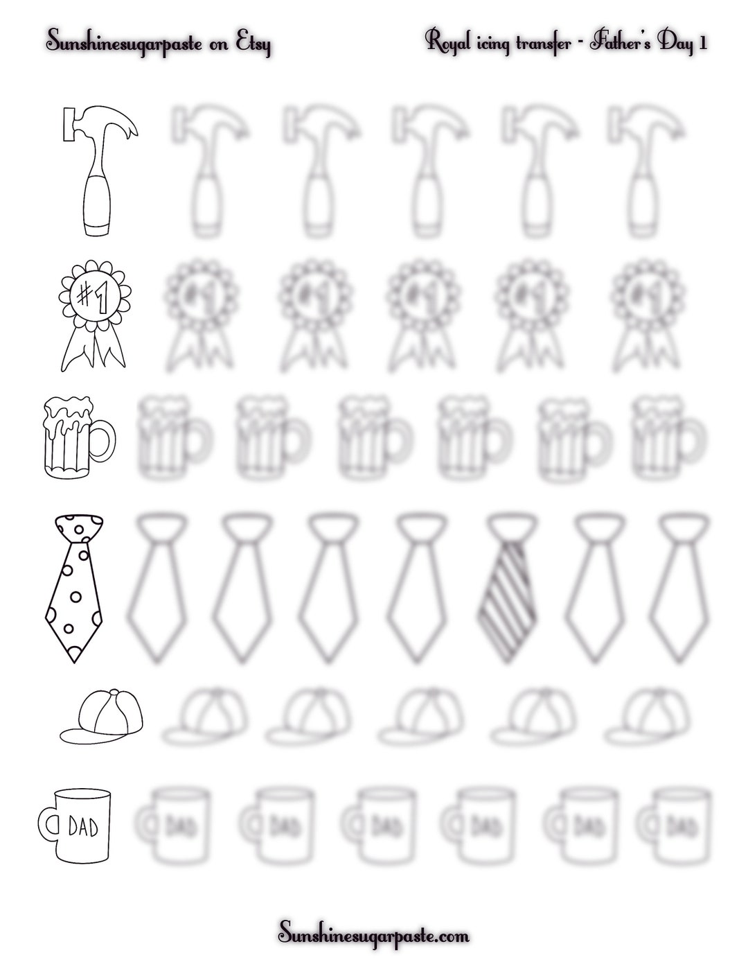 Father's Day Set- 6 Royal Icing Transfer Sheets - Etsy