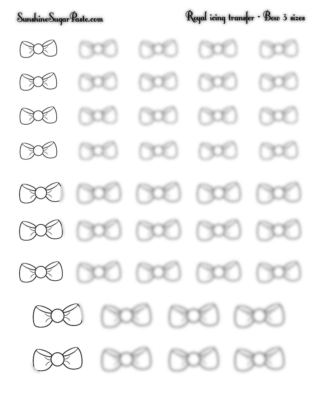 Bow 3 Sizes - Royal Icing Transfer Sheet - Etsy