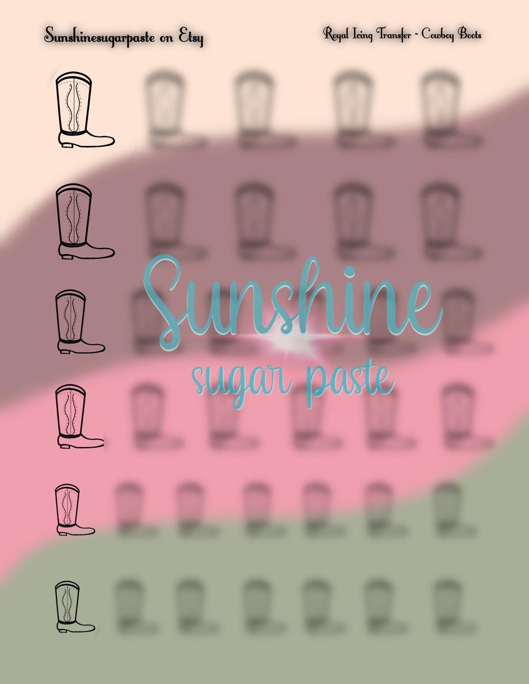Cowboy Boot - Royal Icing Transfer Sheet - Etsy