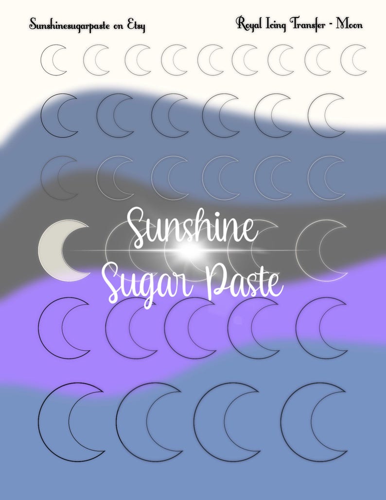 Moon - Royal Icing Transfer Sheet - 1 PDF - Etsy