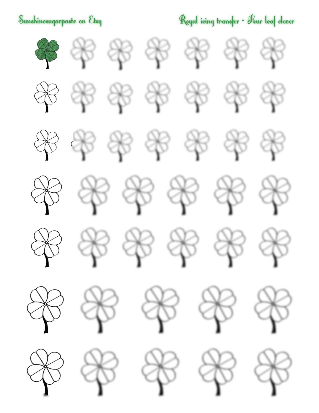 St. Patrick's Four Leaf Clovers 1 & 2 - Royal Icing Transfer Sheets - Etsy
