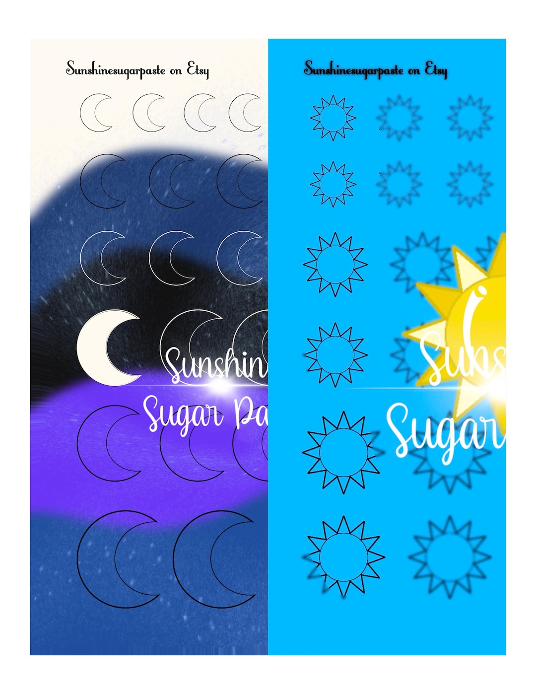 Sun & Moon - Royal Icing Transfer Sheets - 2 Pdfs - Etsy