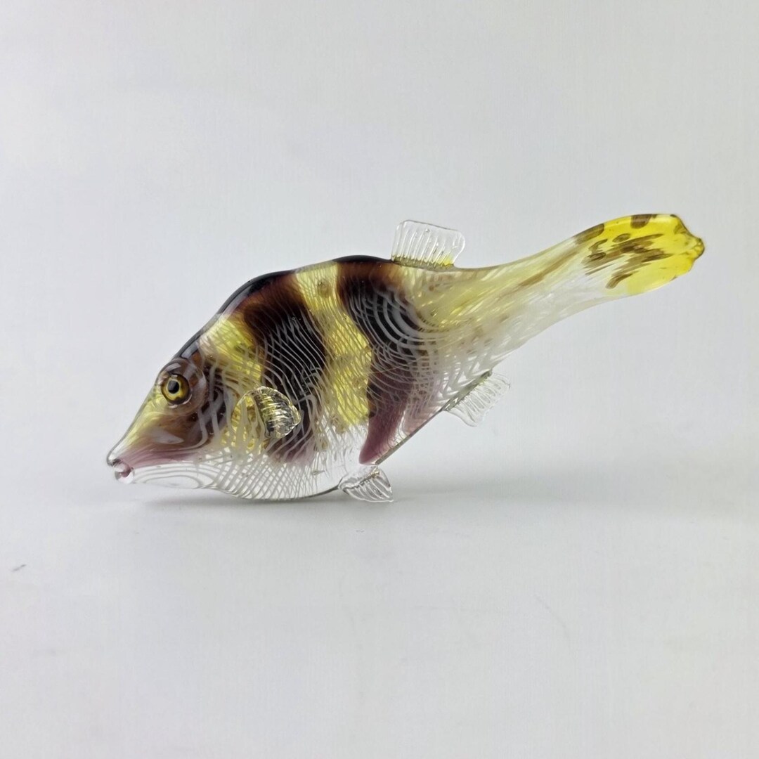 Hand Blown Glass Puffer Fish Sculpture: Lampwork Ocean Figurine - Etsy