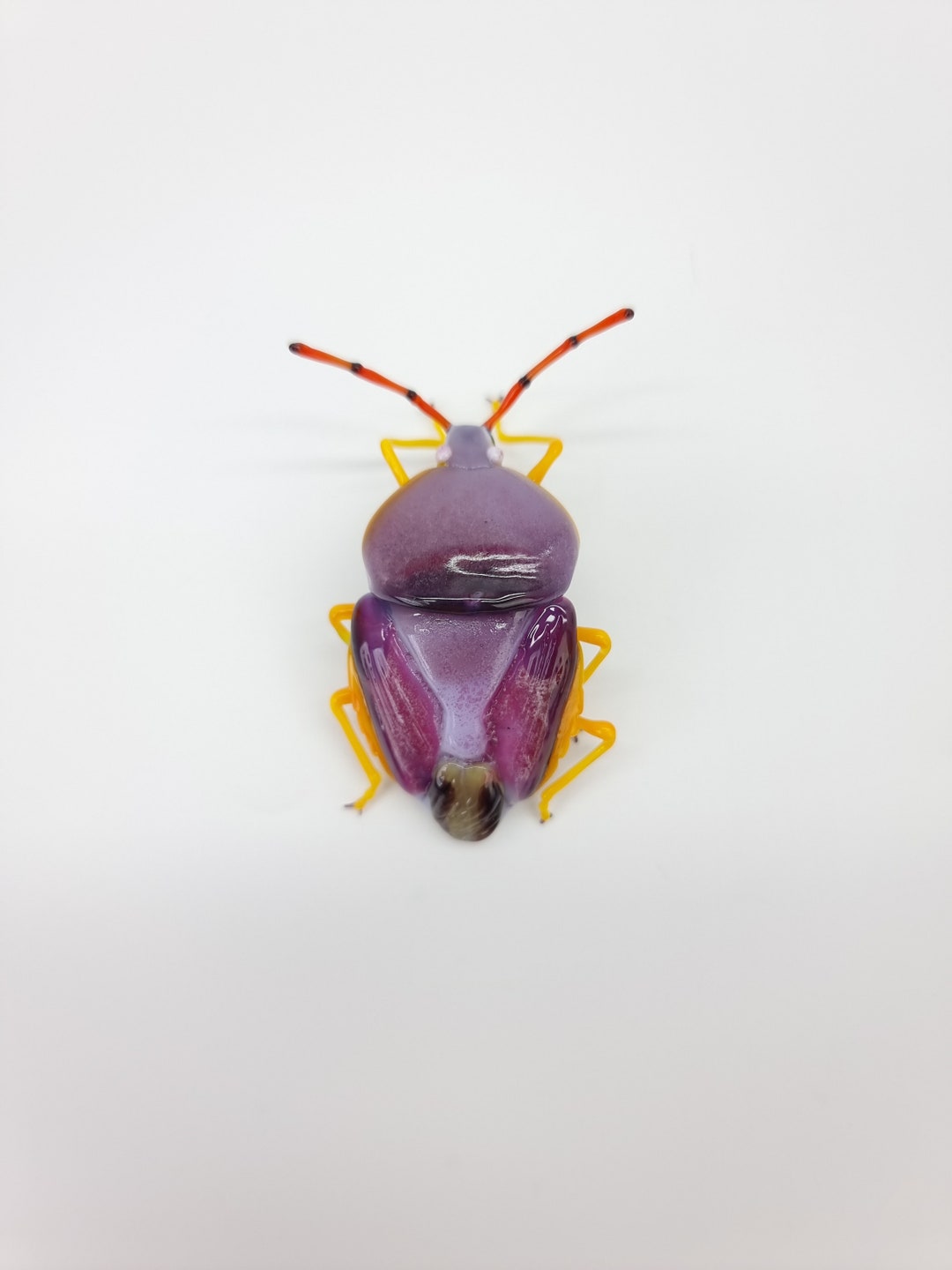 Glass Shield Bug Sculpture, Hand Blown Glass Insect Lampwork Figurine ...