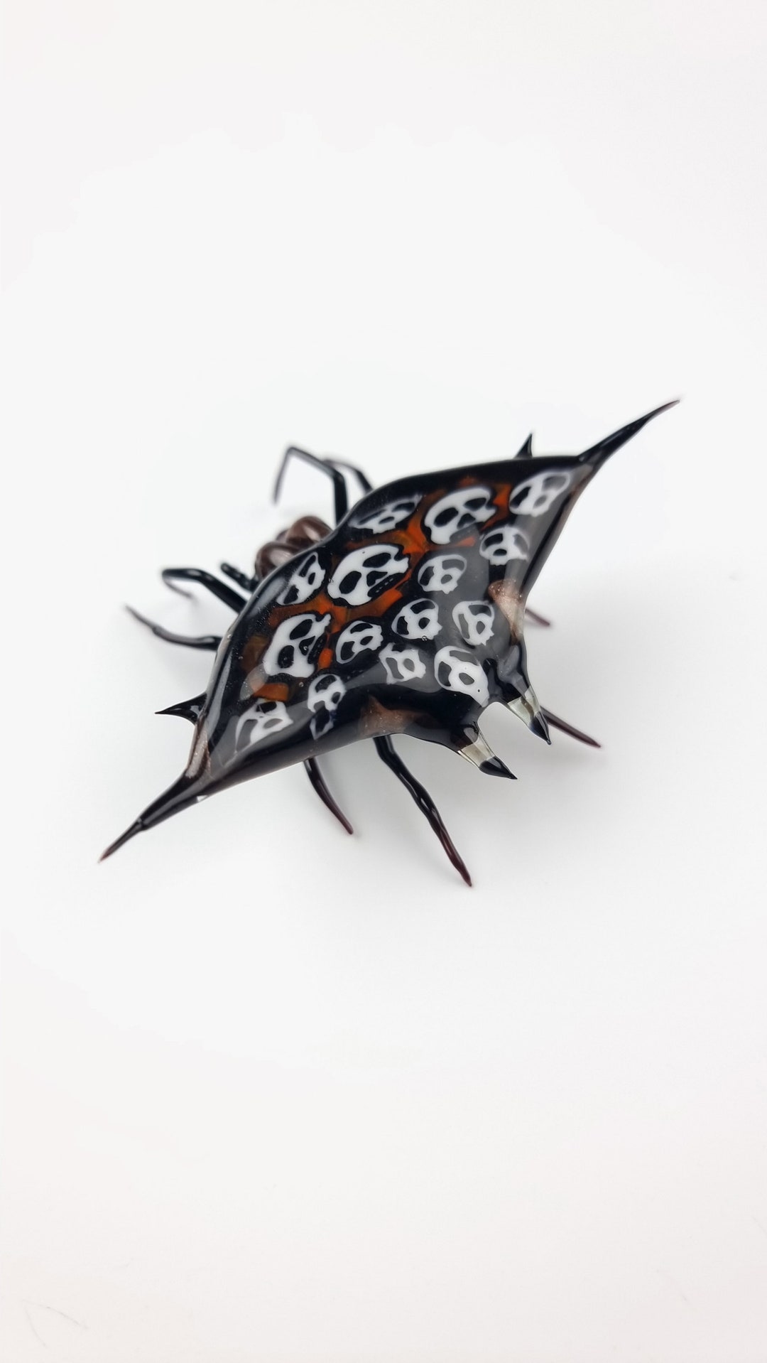 Skull Murrini Kite Orb Weaver Spider Sculpture, Hand Blown Glass Insect ...