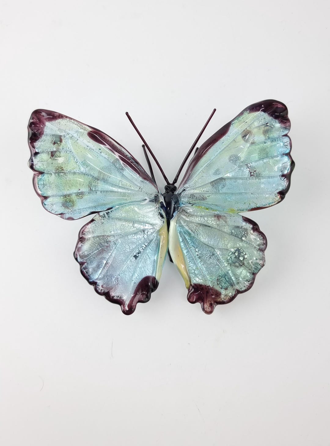 Morpho Sulkowskyi Butterfly Sculpture, Hand Blown Glass Insect Lampwork ...