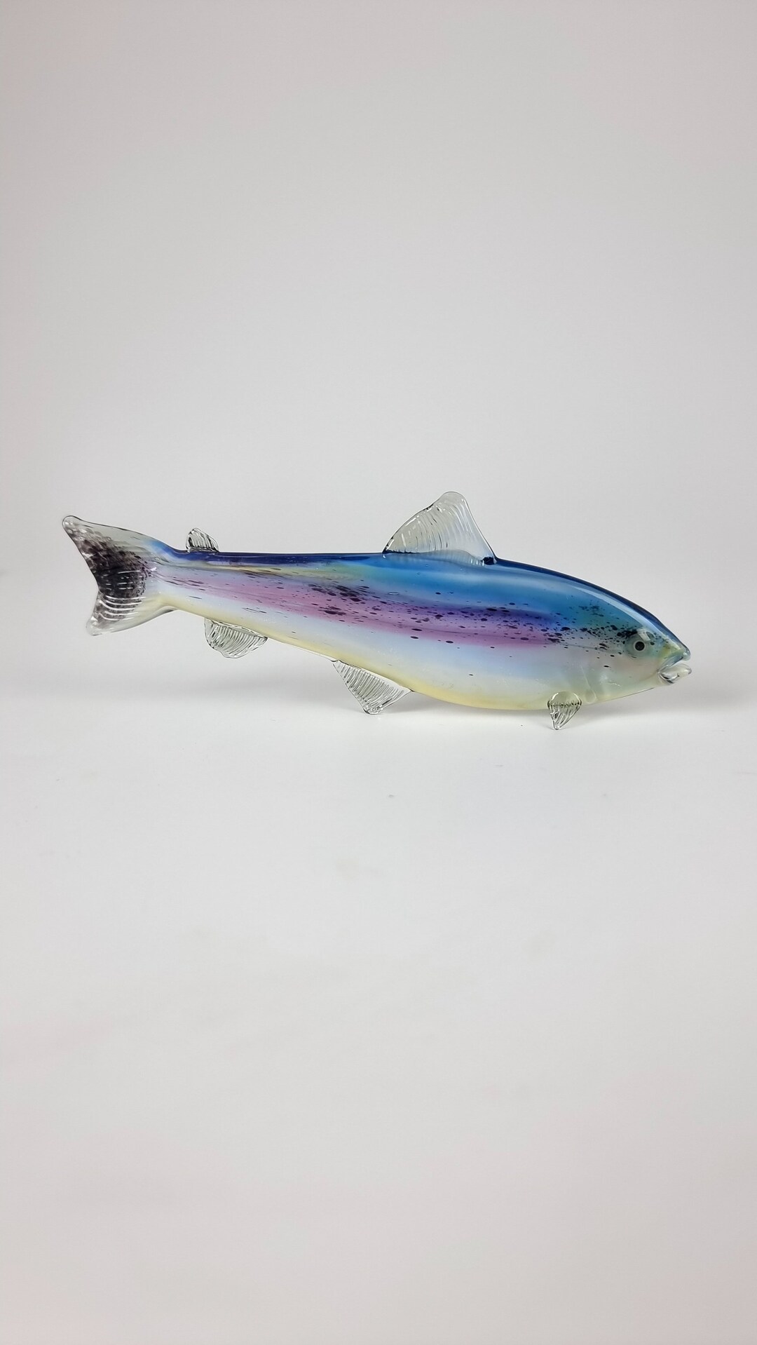 Glass Salmon Fish Sculpture, Hand Blown Glass River Creature Lampwork ...