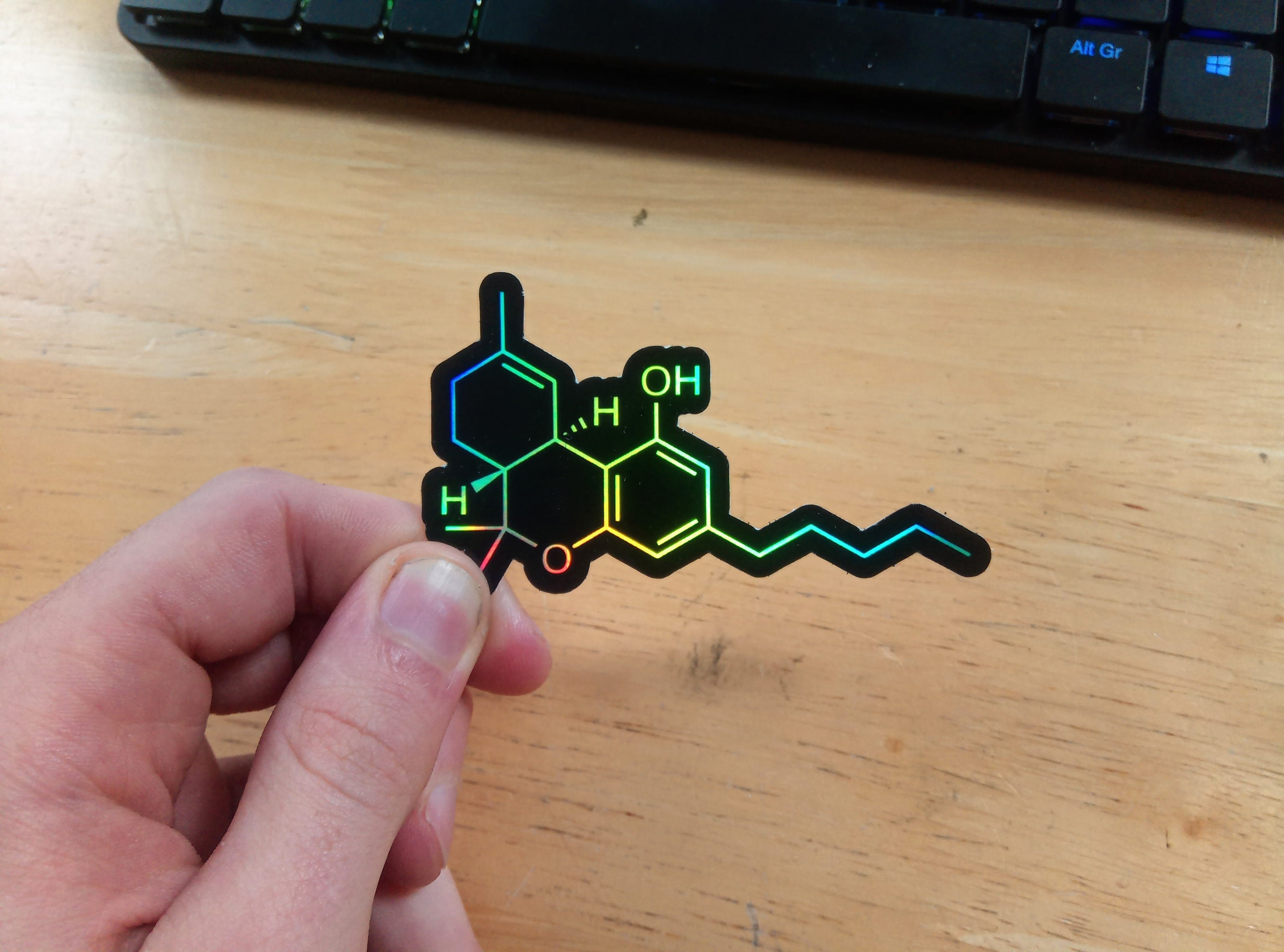 Holographic THC Weed Molecule Sticker. Stoner Sticker. Weed | Etsy