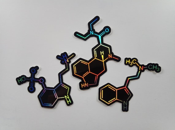 Psychedelic Holographic Chemical Sticker Set. Psilocybin. LSD | Etsy