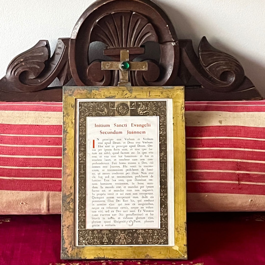 Rare Antique Old Golden Frame of Catholic Church With Prayer, Eucharist ...