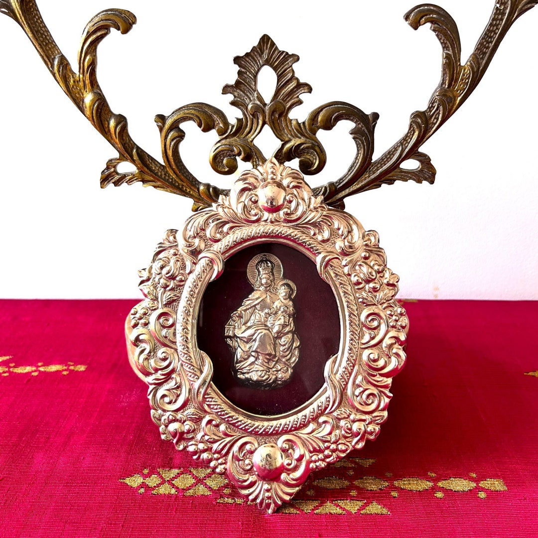 Virgin Mary and Baby Jesus Antique Catholic Icon, Rare Large Antique ...