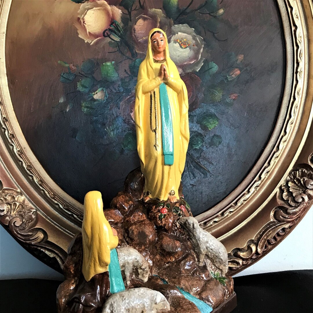 Antique Catholic Virgin Mary Statue, Virgin of Lourdes Sculpture ...