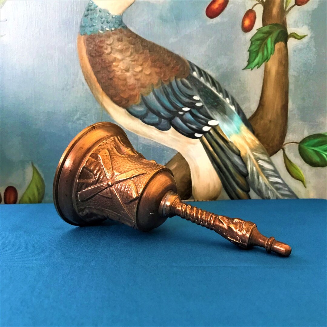 Antique Copper Bell With Engravings Vintage Copper Bell With Scenes ...
