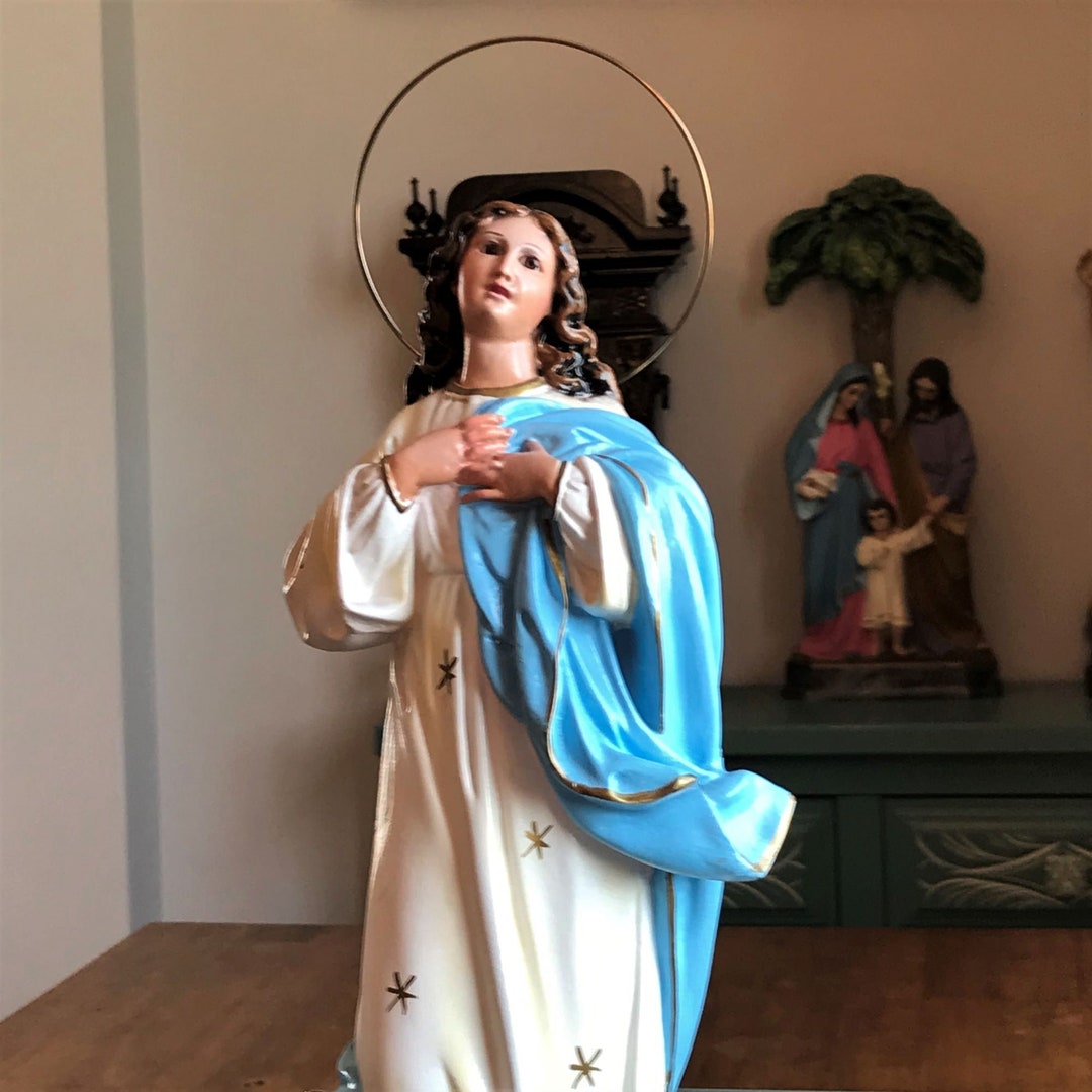 Antique Catholic Virgin Mary Statue 45 Cm Immaculate - Etsy