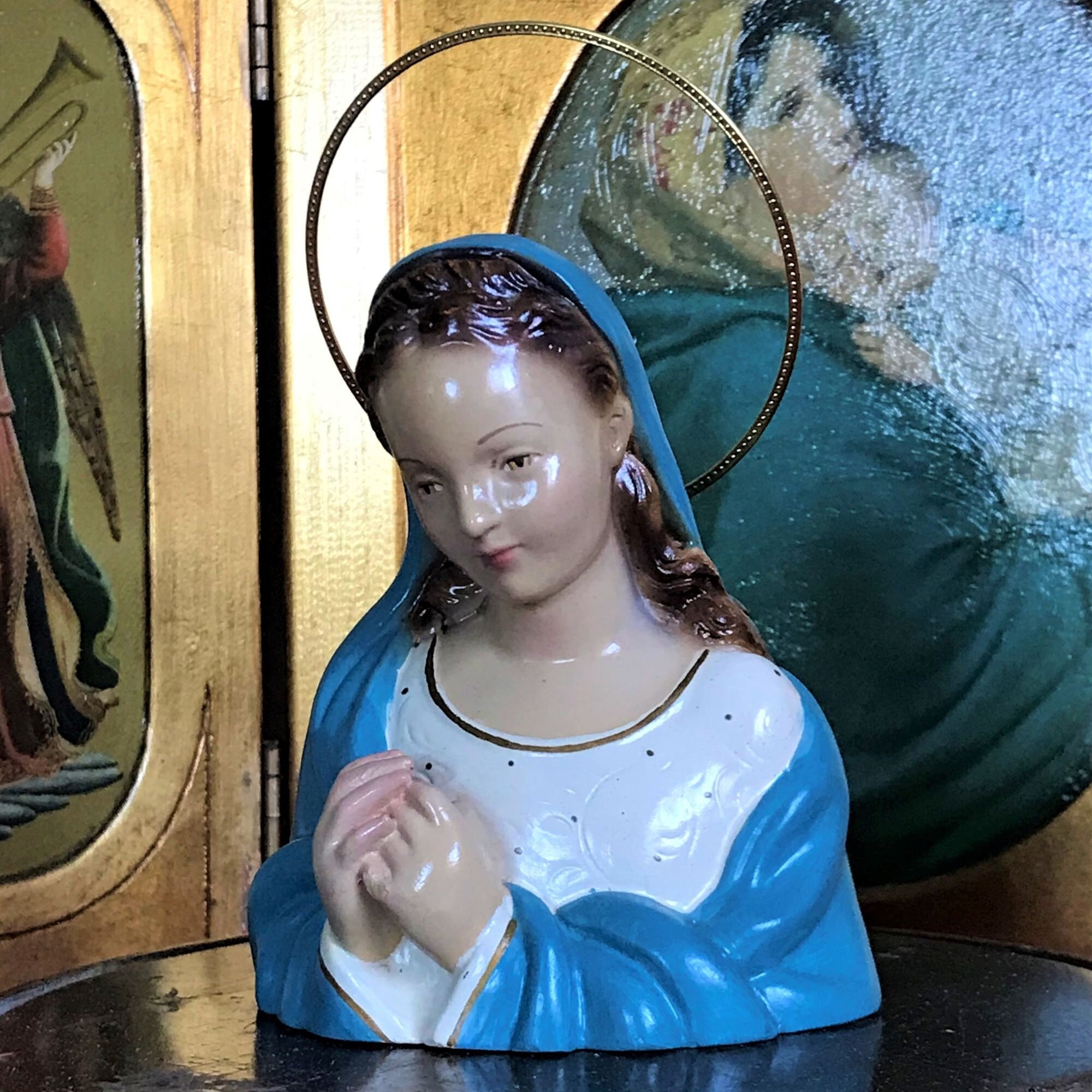 Antique Catholic Virgin Mary Statue Virgin Mary Plaster Bust - Etsy