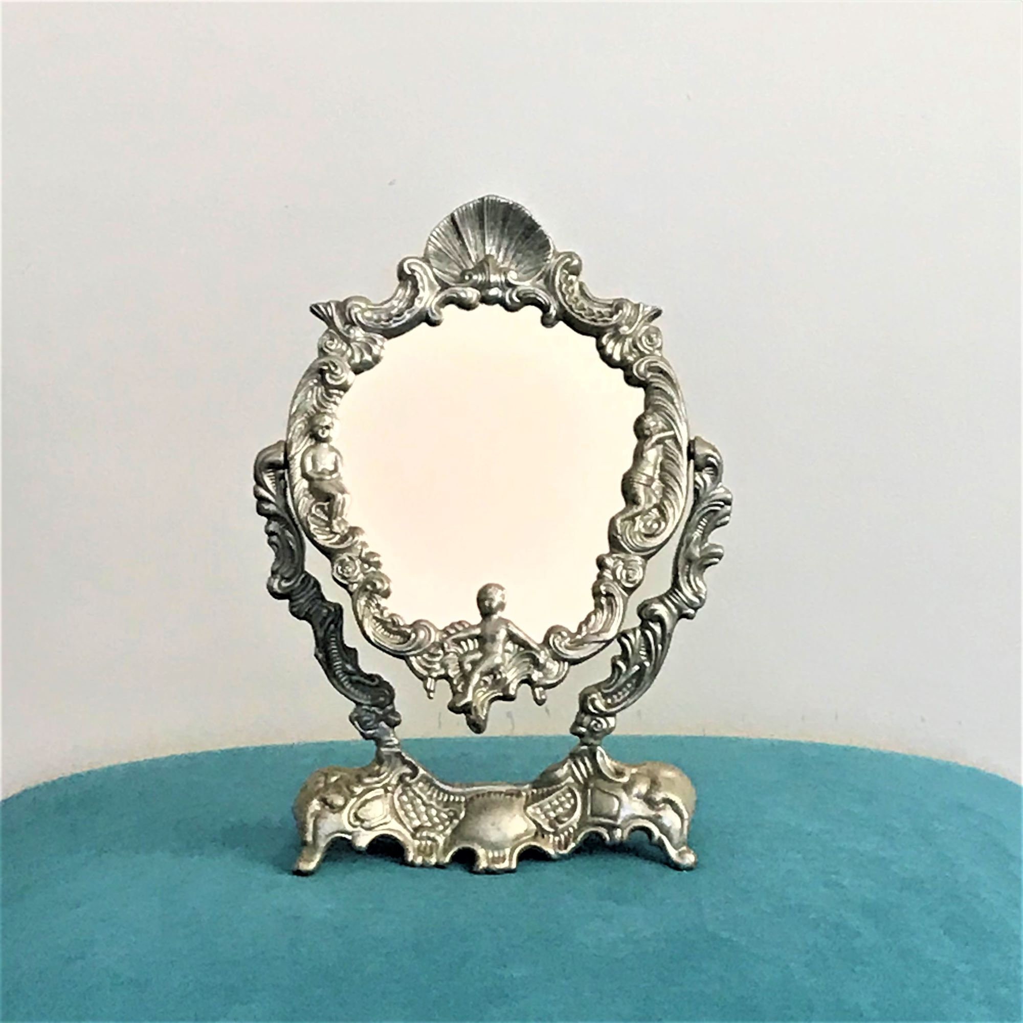 Espejo plateado victoriano antiguo Espejo retro de tocador de | Etsy