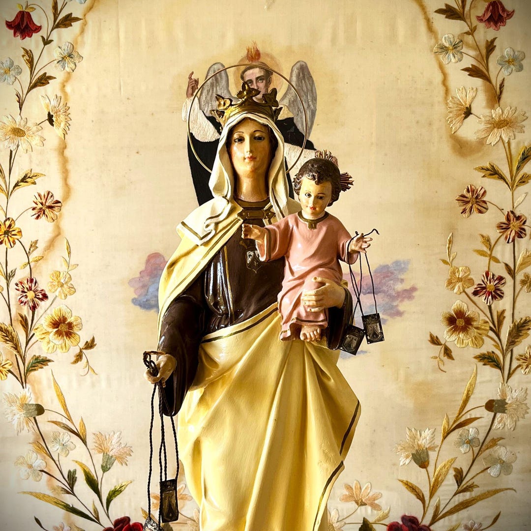 Antique Virgin Mary and Baby Jesus Large Statue, 55 Cm, Our Lady of ...