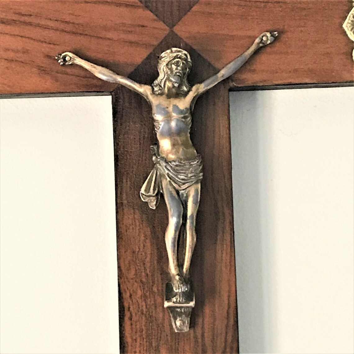 Antique large wood crucifix with Jesus Christ figure Catholic | Etsy