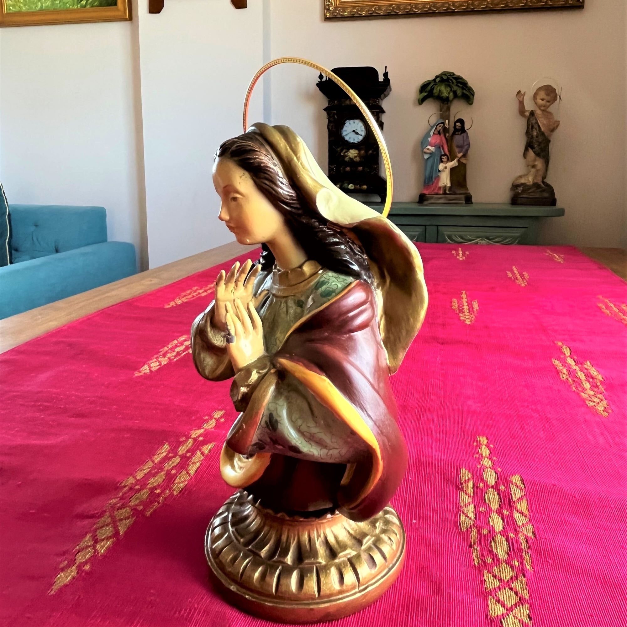 Antique Catholic Virgin Mary Baroque Statue, Virgin Mary Plaster Bust ...