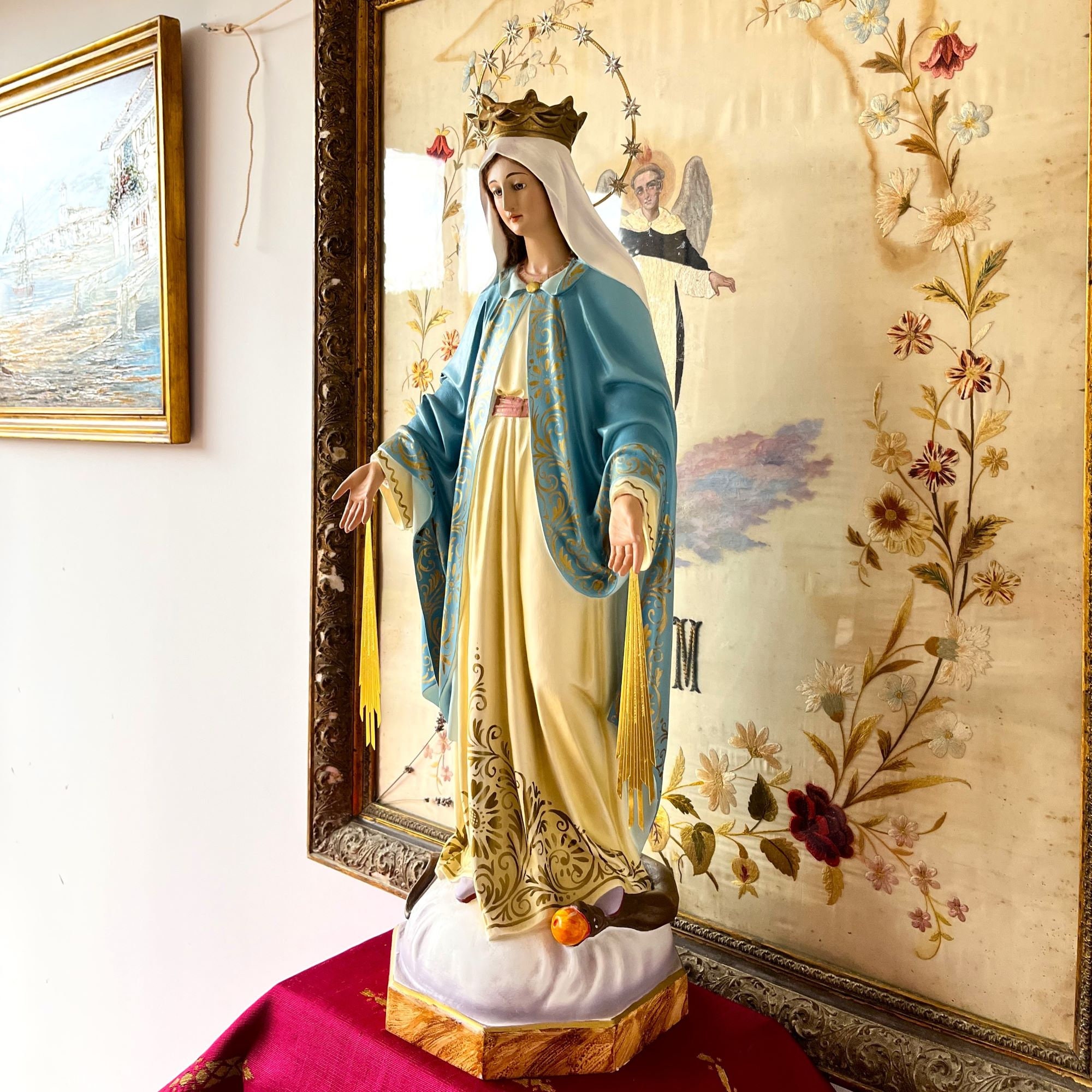 Large Antique Virgin Mary Statue, 72 Cm, Miraculous Virgin Mary Statue ...