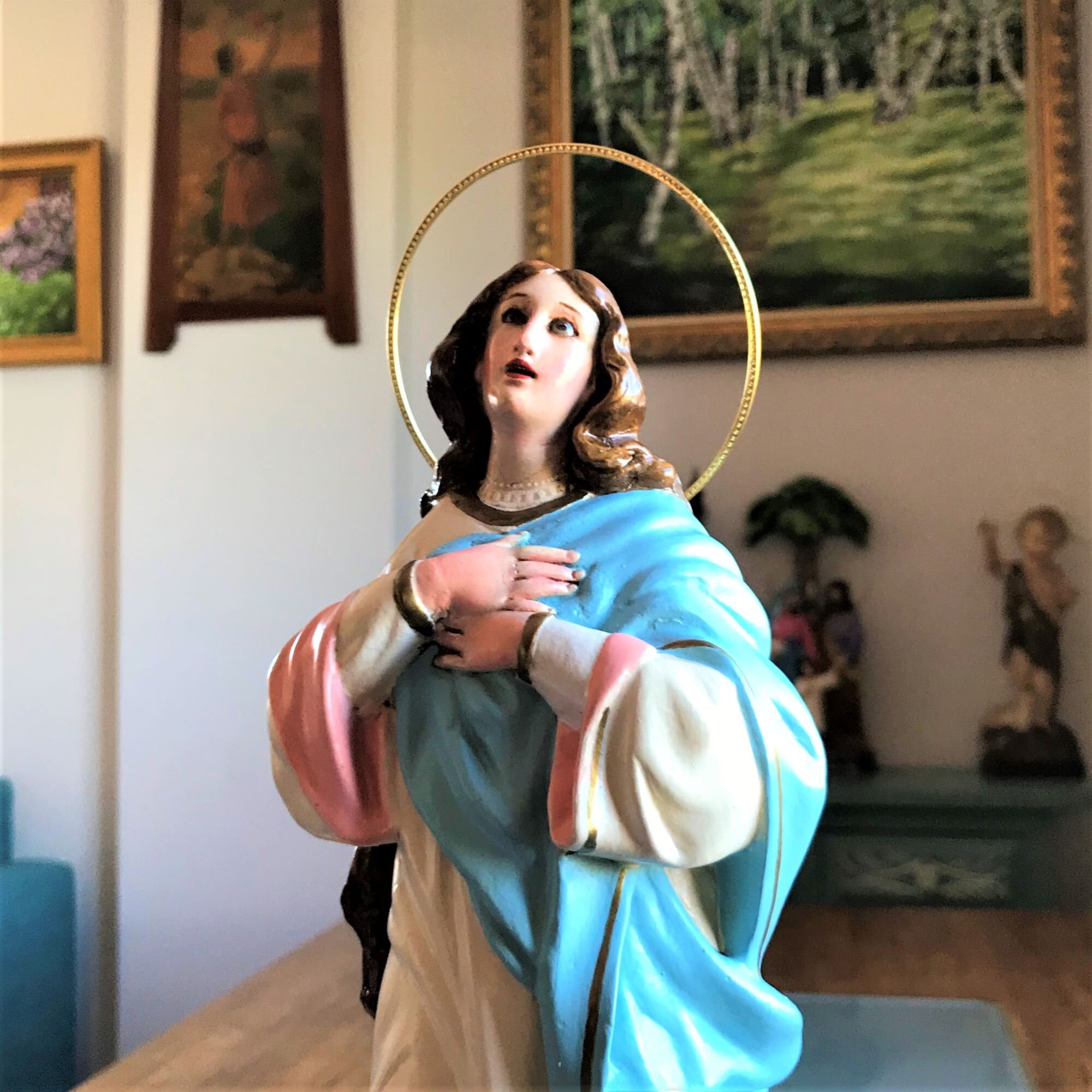 Antique Catholic Virgin Mary Statue, Immaculate Conception of Virgin ...