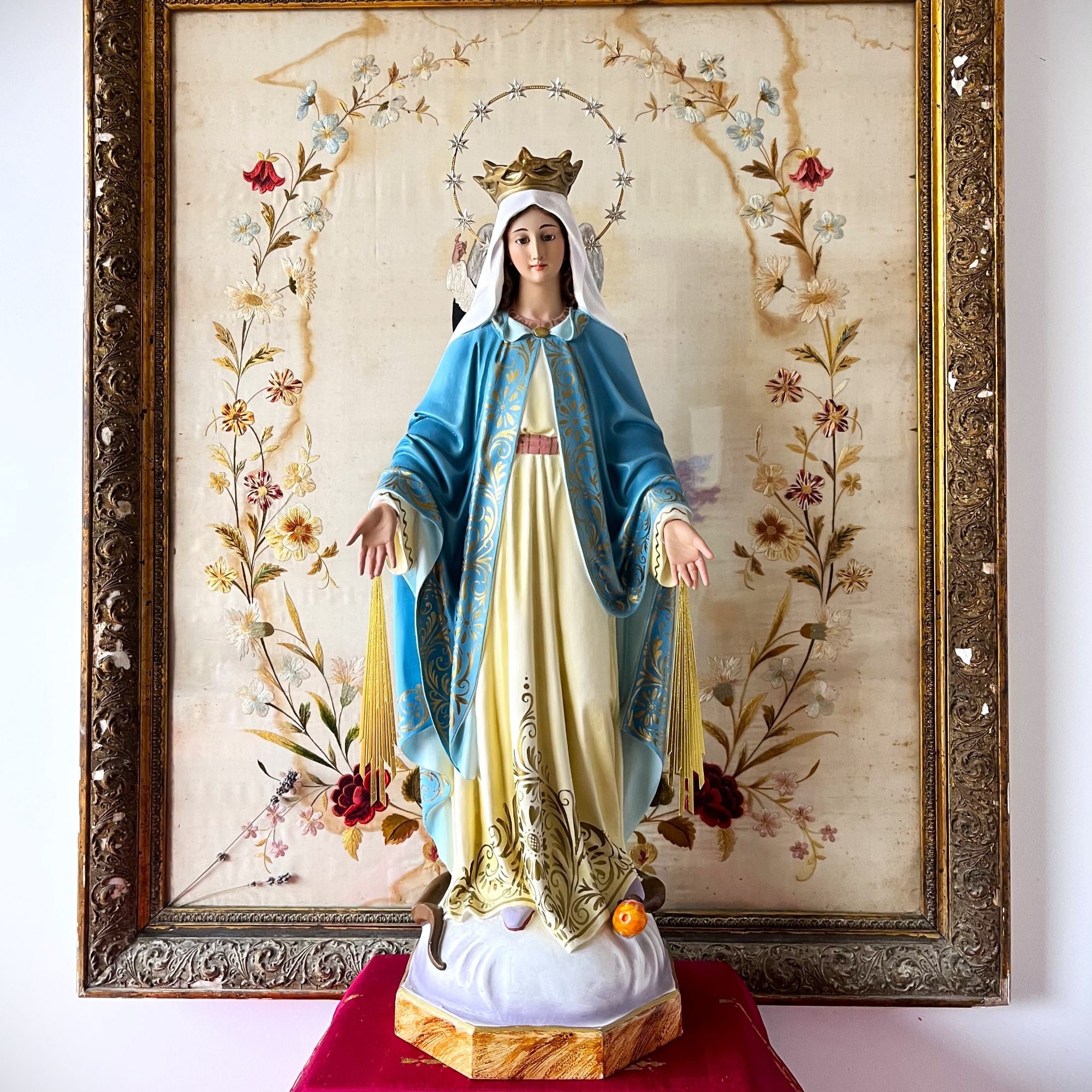 Large Antique Virgin Mary Statue, 72 Cm, Miraculous Virgin Mary Statue ...