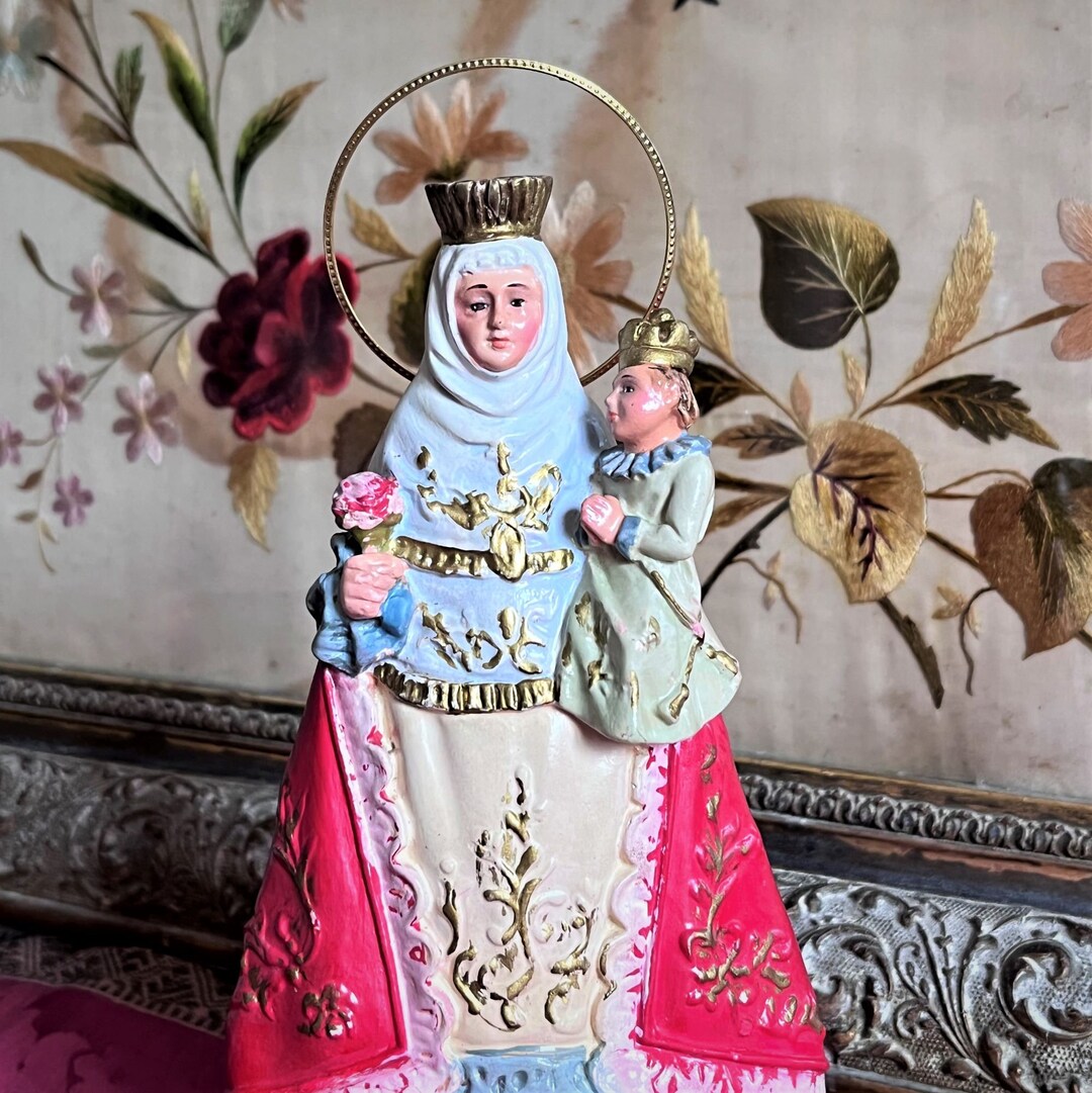 Antique Catholic Virgin Mary Statue, Virgin Mary of Covadonga Sculpture ...