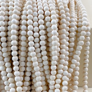 Bleached Creamy White Wood Beads Polished Beads DIY Jewelry Necklace ...