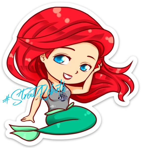 Fun Chibi 90s Mermaid Cartoon Sticker 4 Inch Vinyl Stickers | Etsy