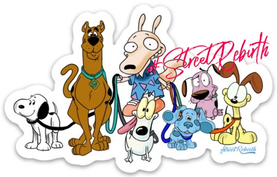 Cartoon Dog Walking Other Cartoon Dogs 90s Sticker 4 Inch | Etsy