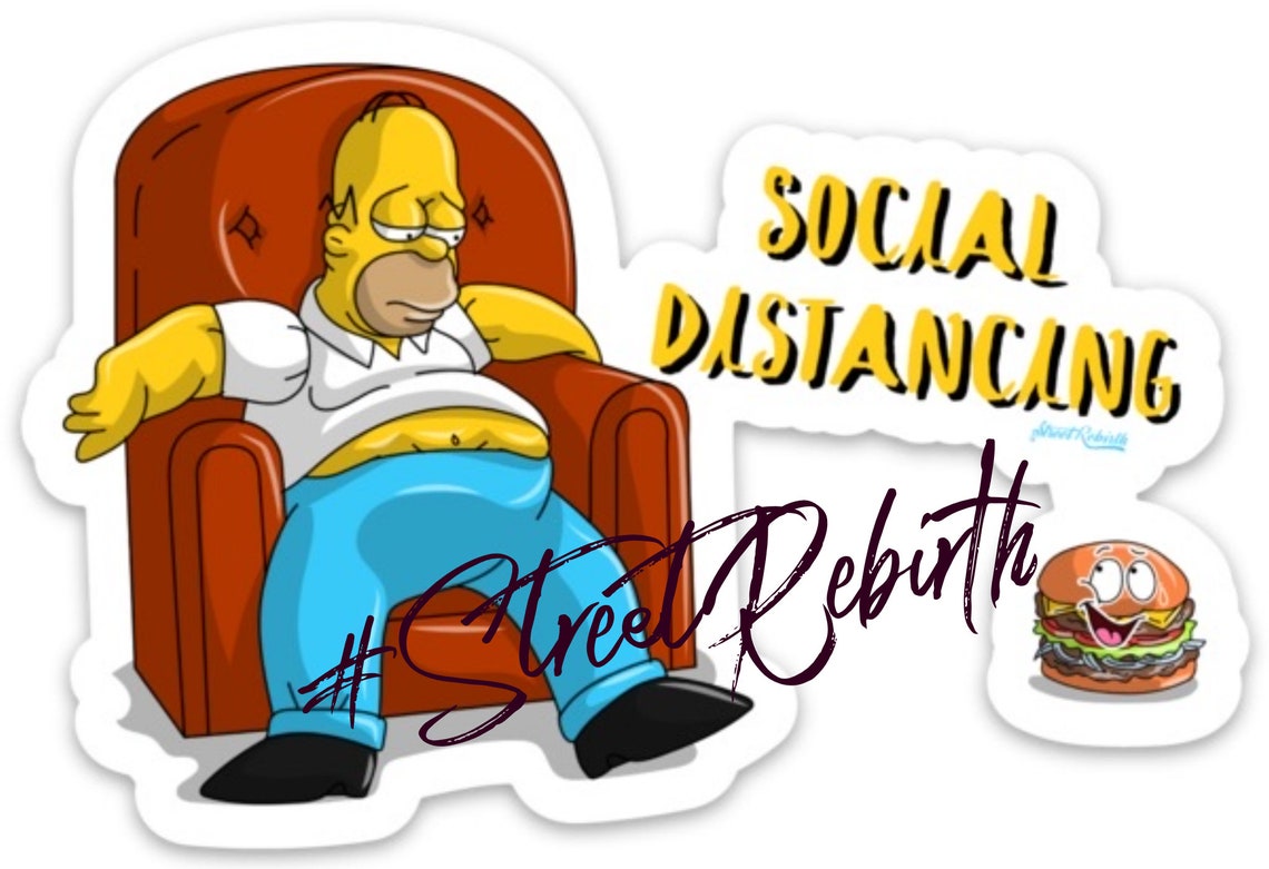 Social Distancing Funny Cartoon Burger Mashup Sticker 4 Inch - Etsy