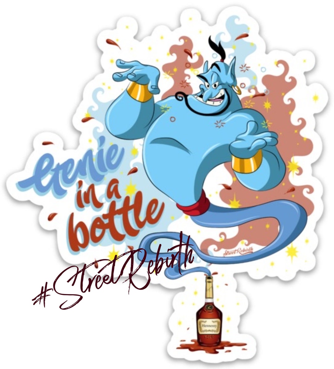 Genie in an Alcohol Bottle Sticker 4 Inch Vinyl Stickers, Laptop Decal ...