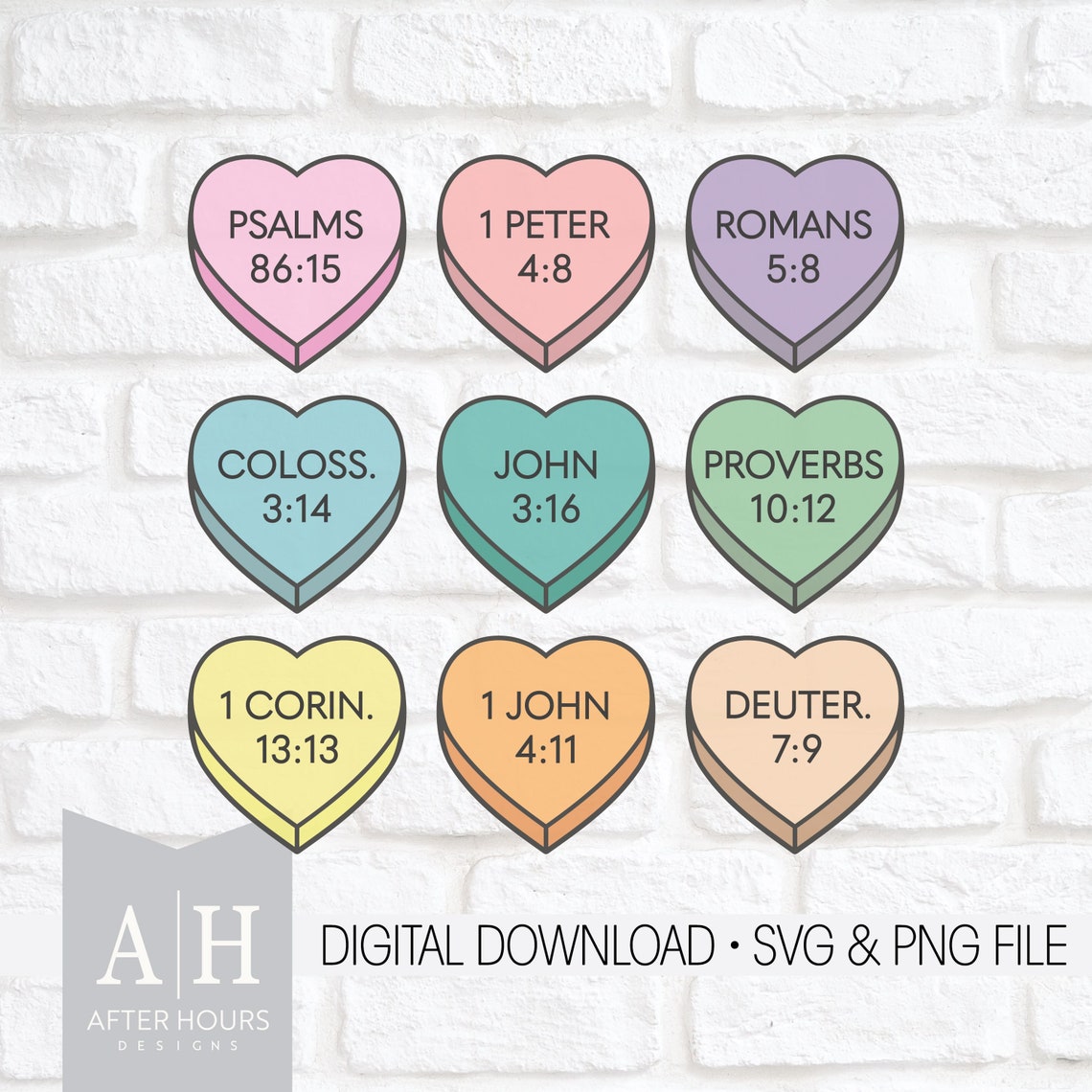 Verses of Love Png/svg - Candy Hearts Png/svg - Christian Valentine Png ...