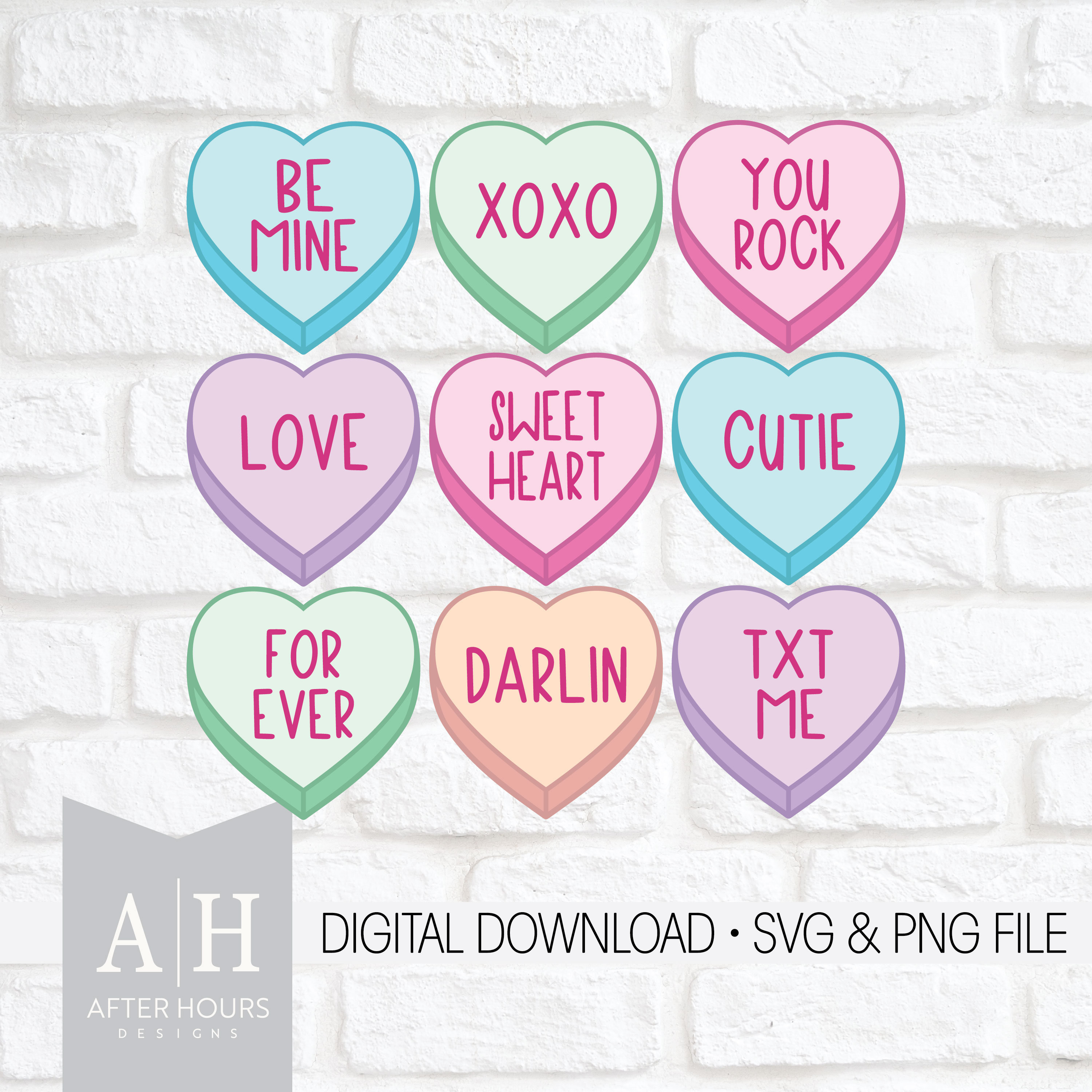 Conversation Hearts Png/svg - Candy Hearts Valentines Png/svg ...