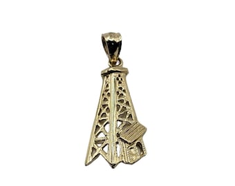 Gold Oil Rig Charm Vintage Oil Tower Charm Yellow Gold - Etsy