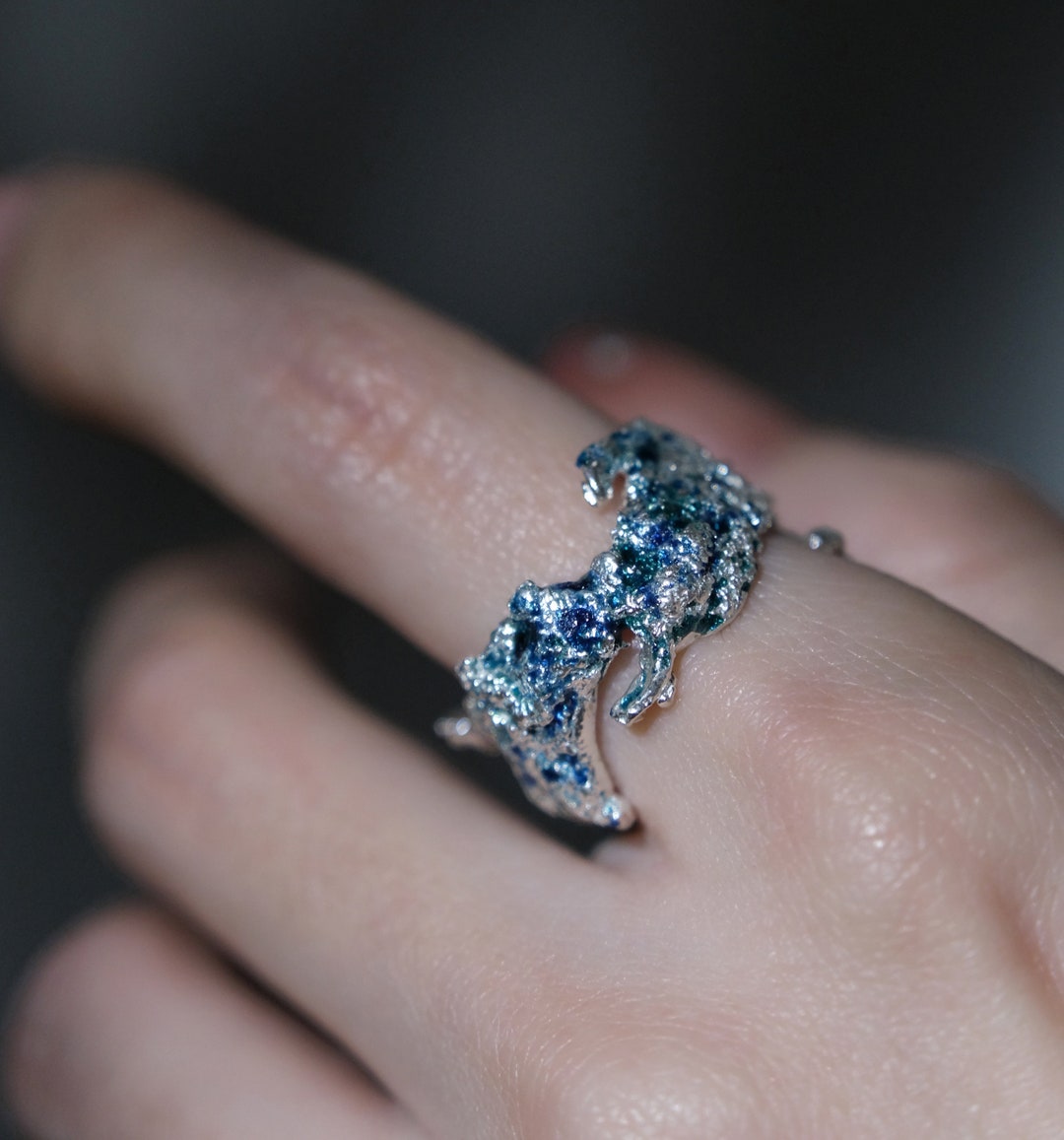 990 Pure Silver Sterling Silver Galactic Rings W/2 Colors: Silver ...