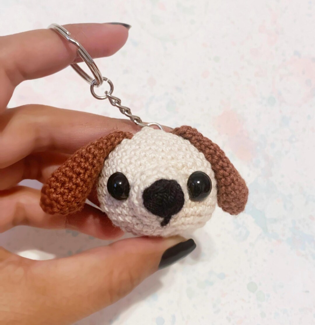 Handmade Crochet Dog Keychain Amigurumi Doggy Dog Lover Crochet Gift ...