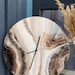 Brown Large Modern Round Geode Wall Clock From Epoxy Resin With Quiet ...