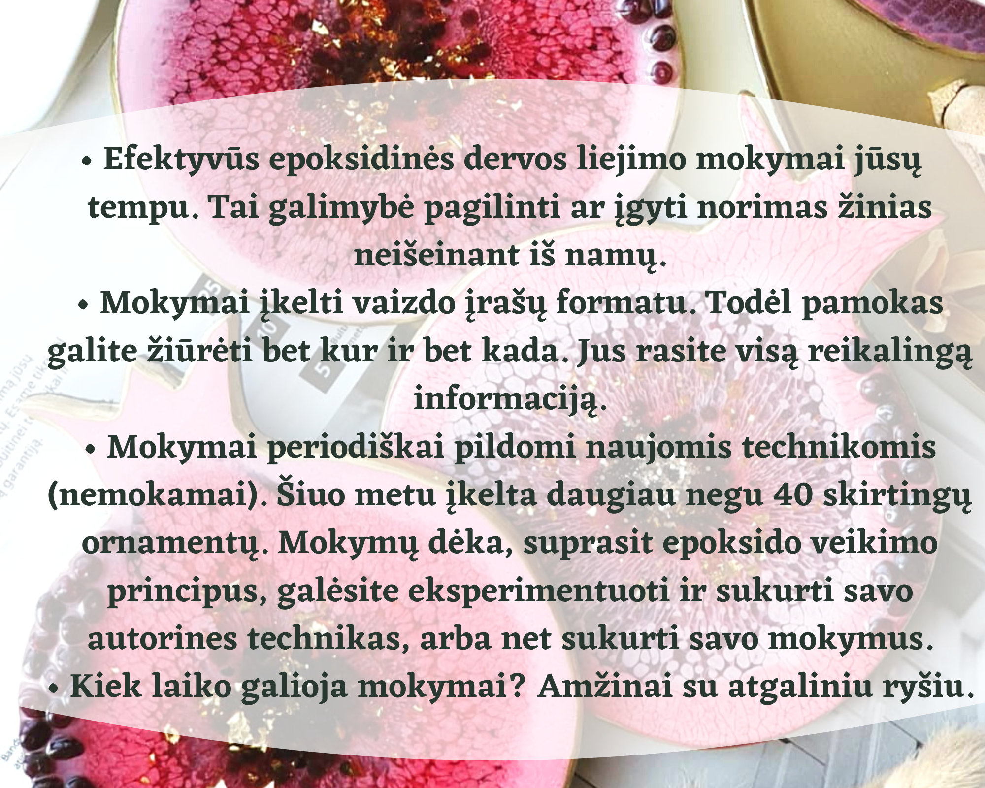 Resinart Mokymai | Epoksidinės Dervos Liejimo Mokymai | Padėkliukų ...