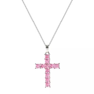 Pink Cross Necklace - Etsy