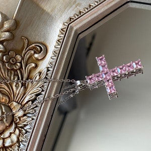 Pink Cross Necklace - Etsy