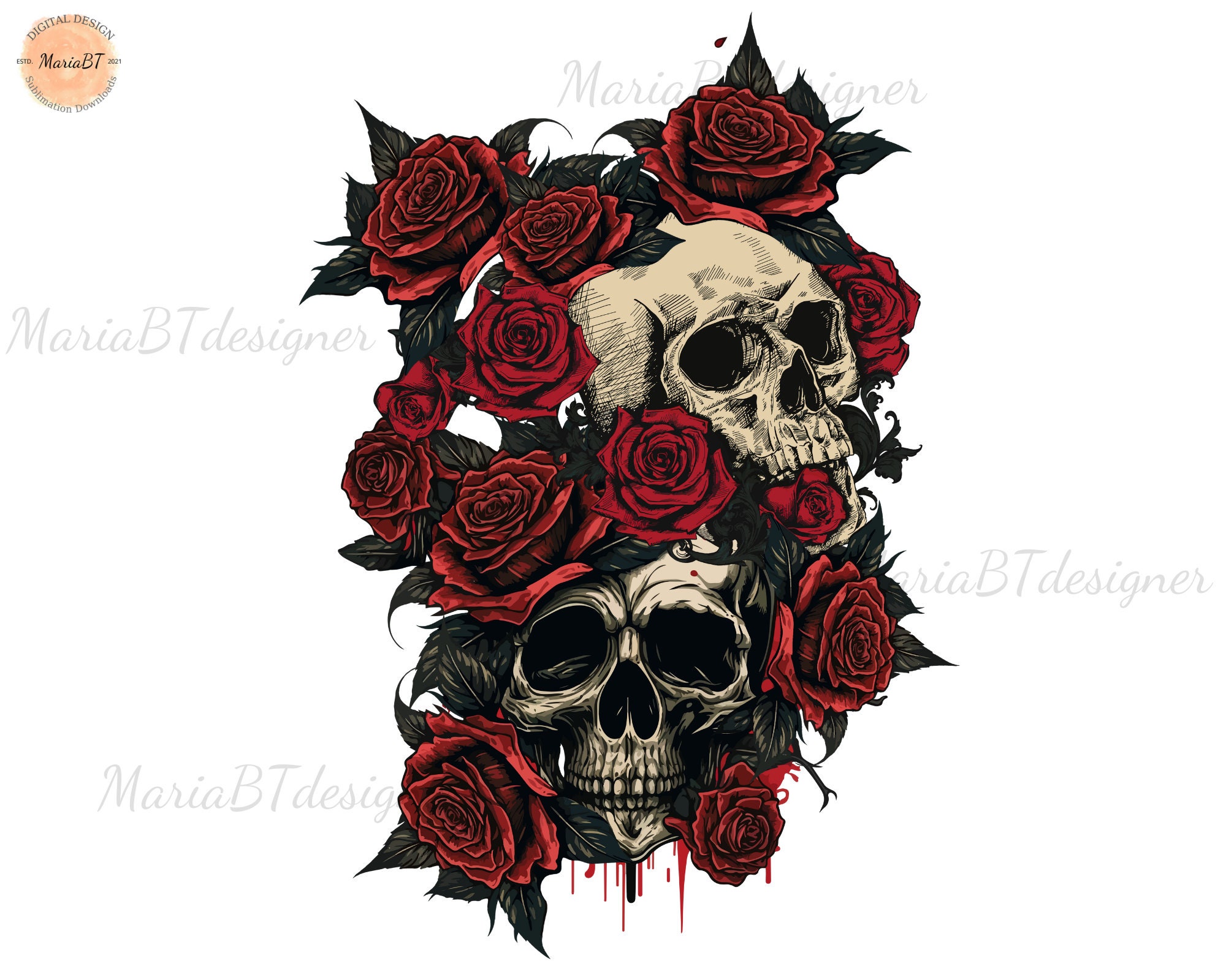 Roses And Skulls Designs
