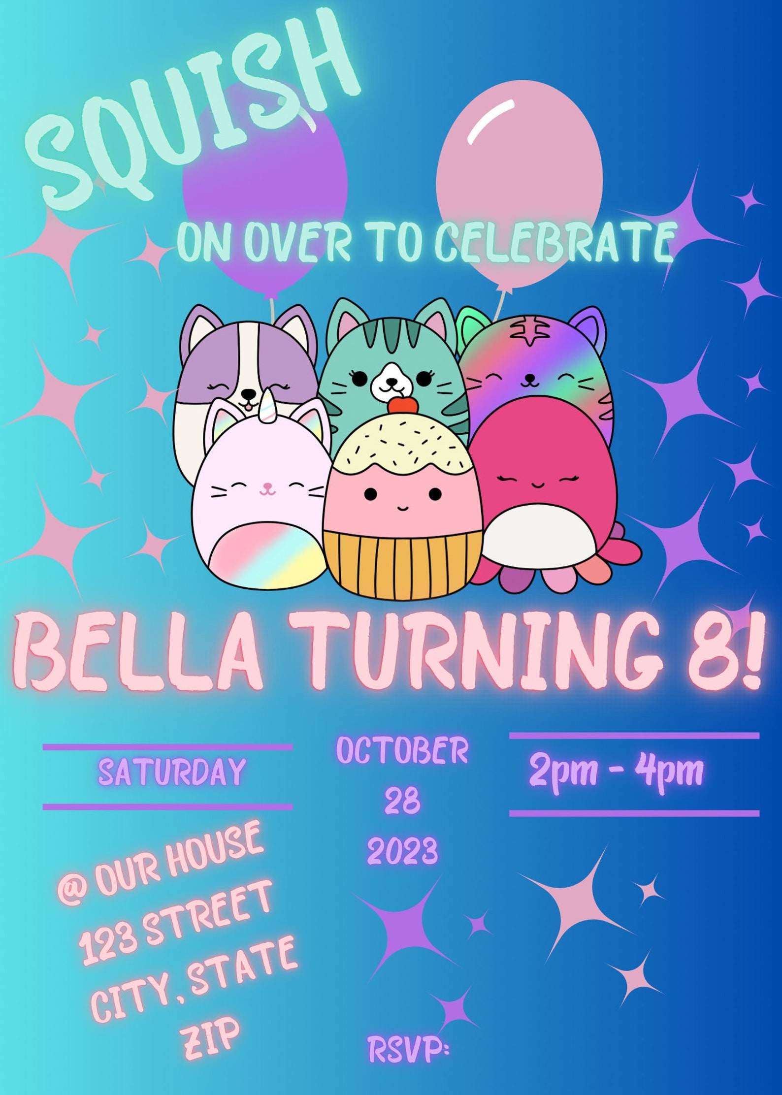Squishmallow Birthday Invitation - Etsy