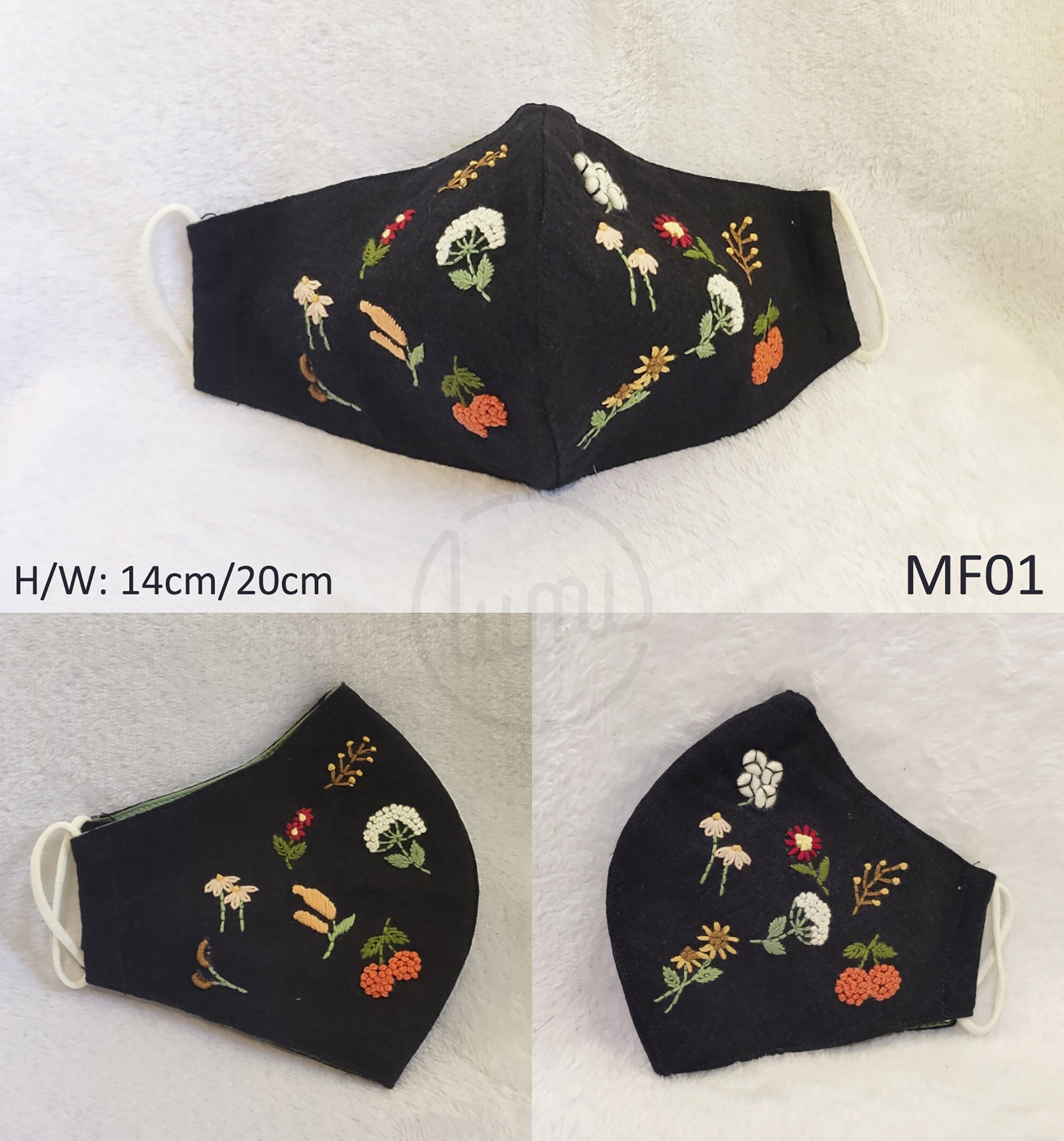Limited Edition/ Hand Embroidered Linen Mask, Embroidery Floral Face ...