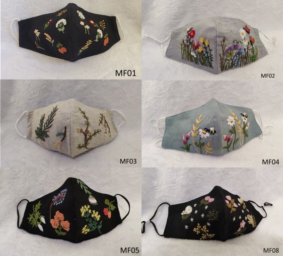 Limited Edition/ Hand Embroidered Linen Mask Embroidery - Etsy