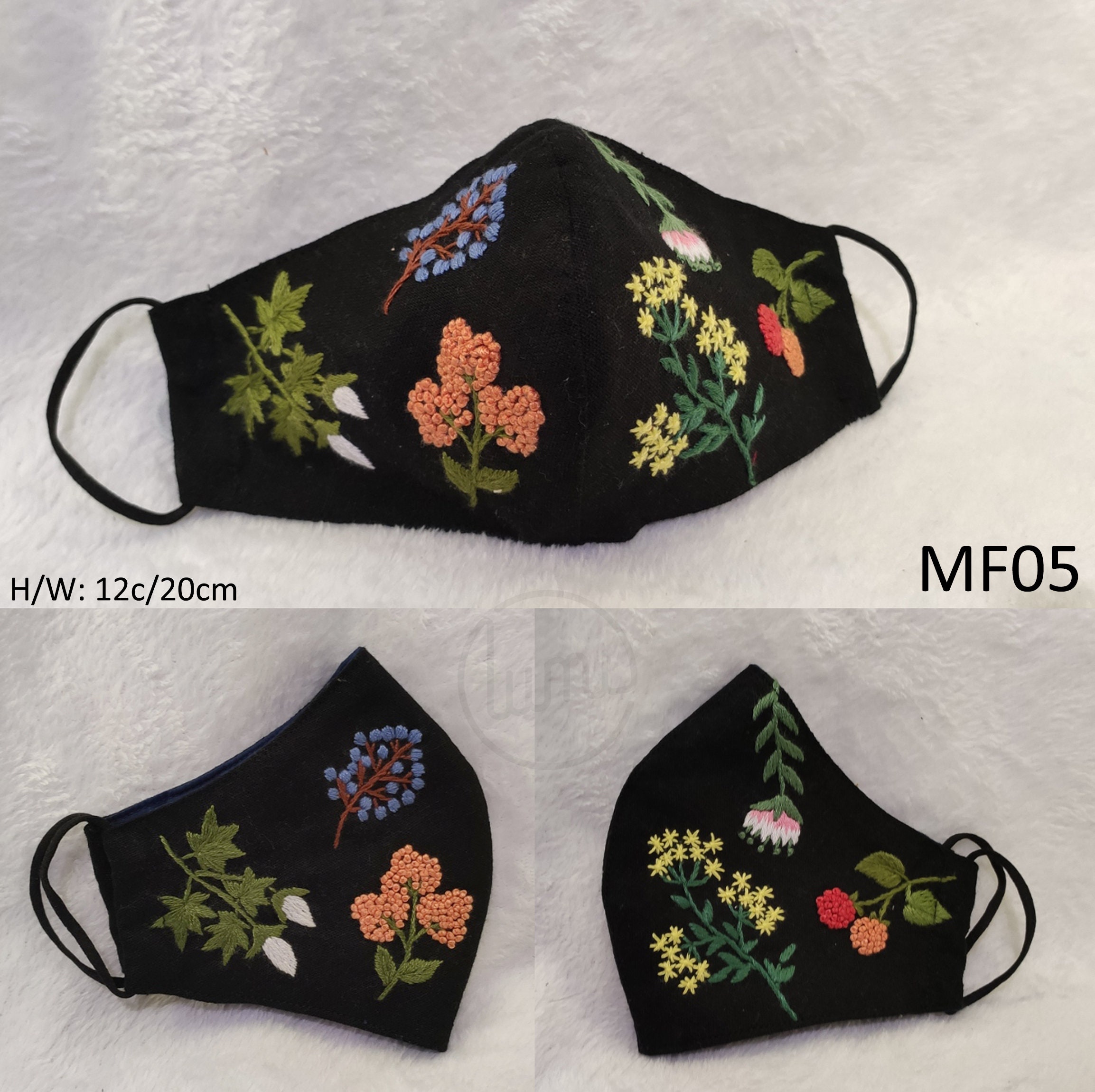 Limited Edition/ Hand Embroidered Linen Mask, Embroidery Floral Face ...