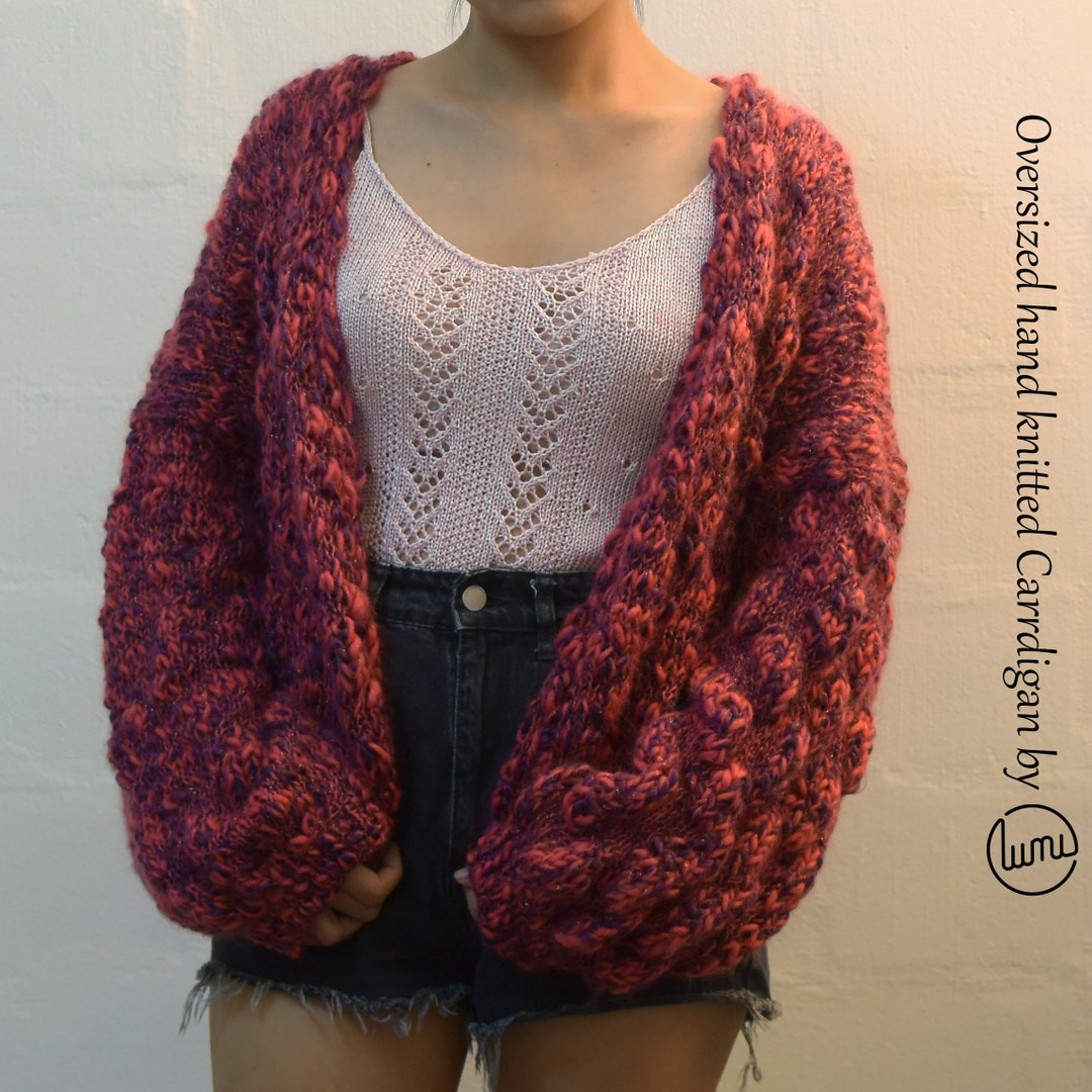 Hand Knitted Chunky Cardigan, Oversized Cardigan, Handmade Knitwear ...