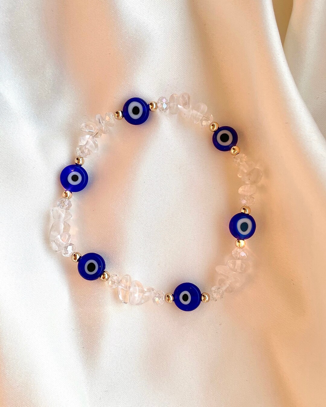 Evil Eye Clear Crystal Bracelet Evil Eye Beaded Bracelets - Etsy