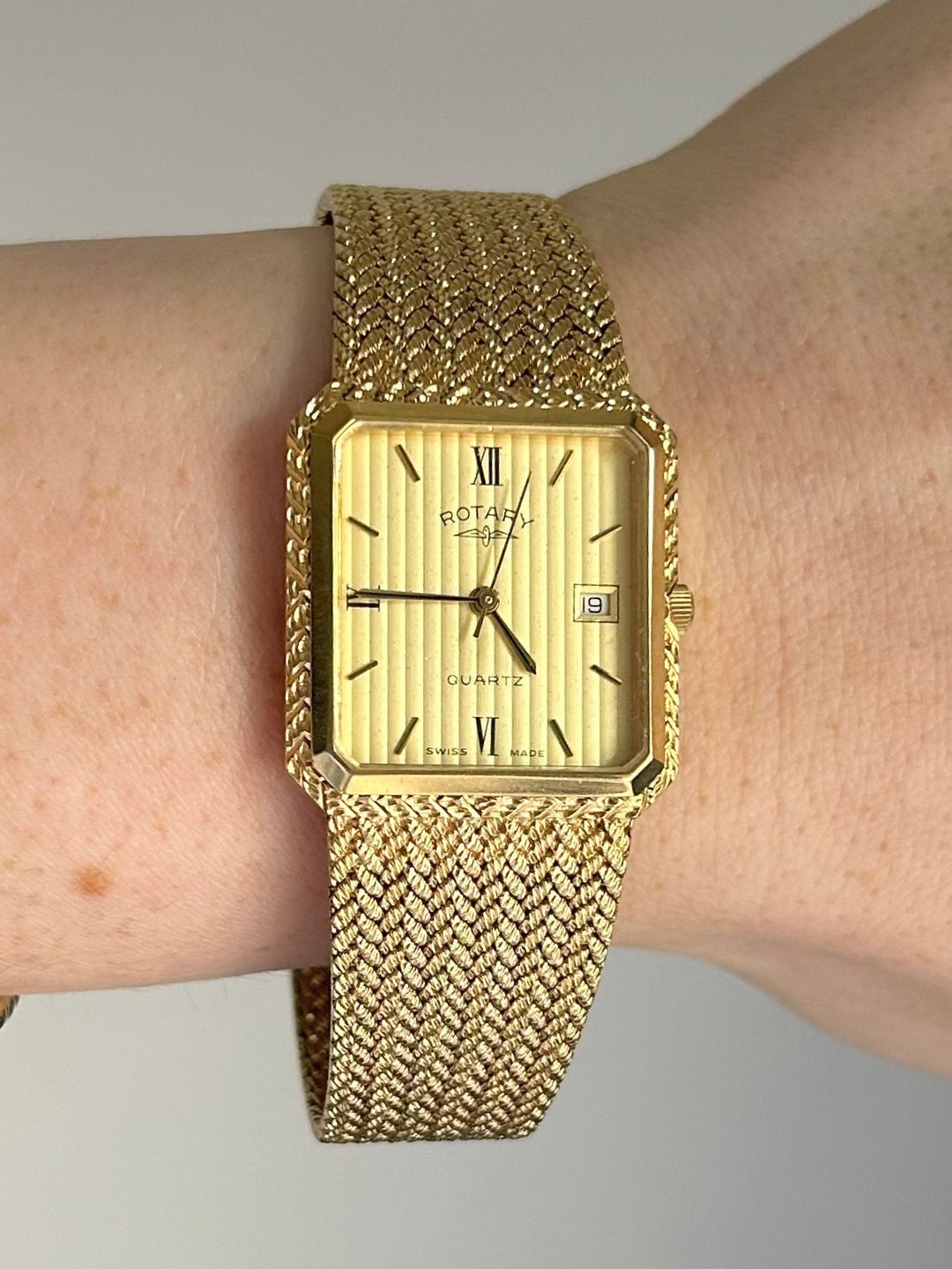 Vintage Rotary Dress Watch, Mens Gold Dress Watch, Retro Rotary Date ...